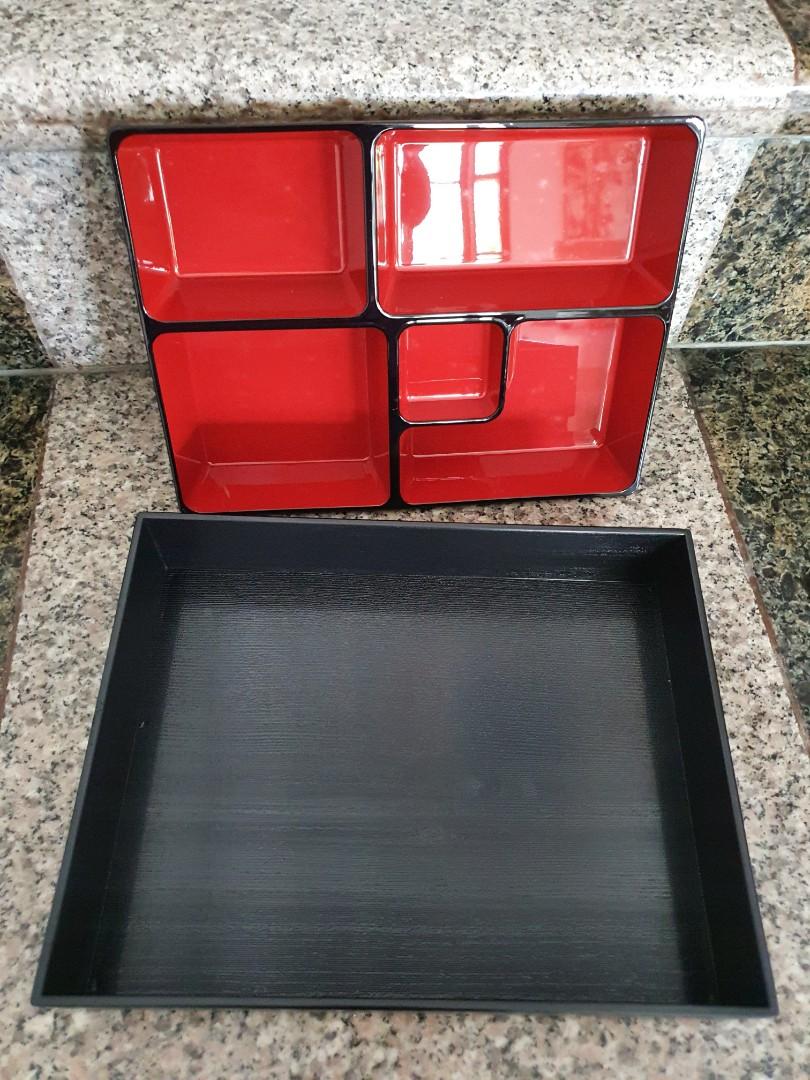 Bento box, melamine, alas kayu, Kitchen & Appliances di Carousell