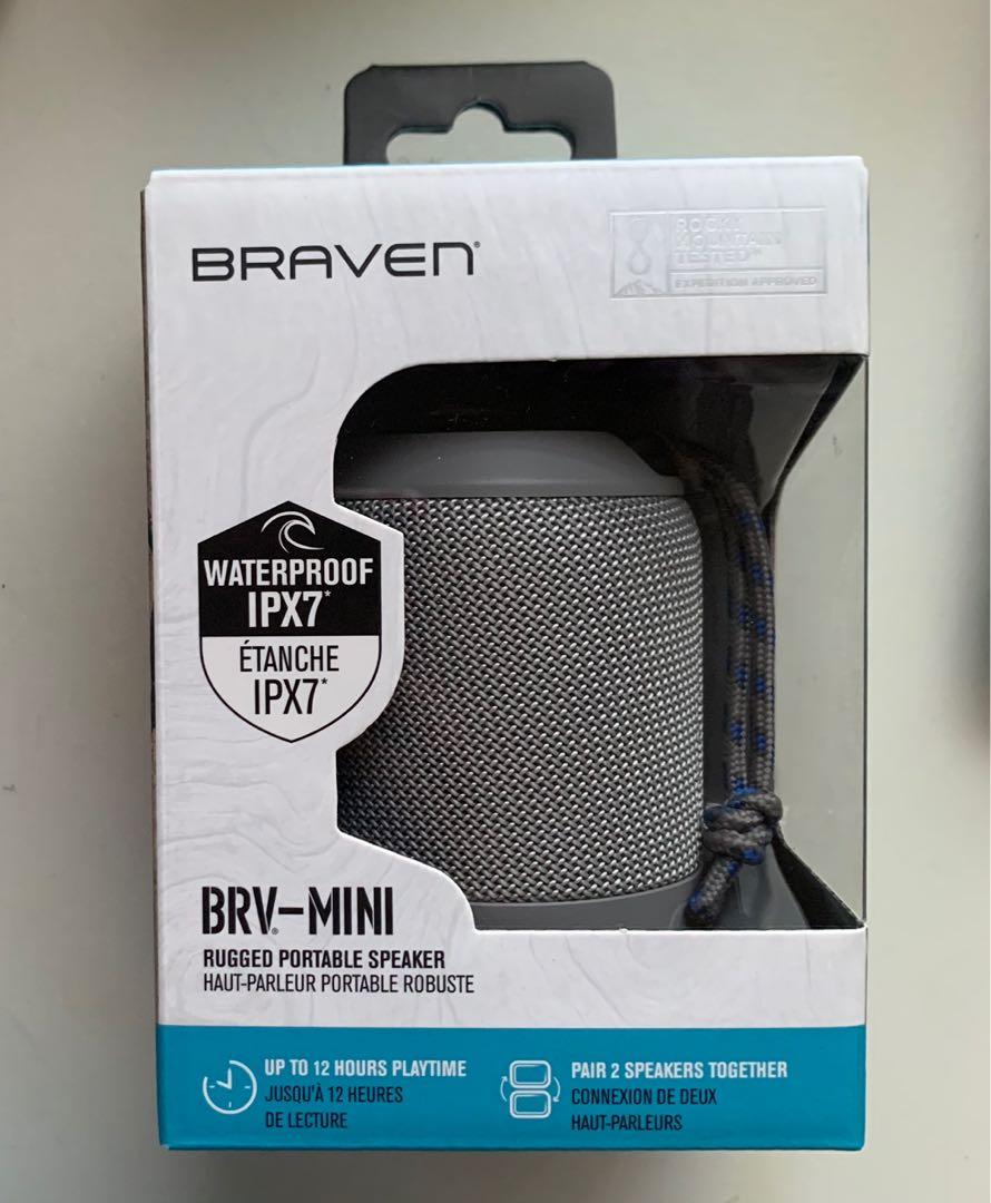 全新！BRAVEN MINI防水藍牙喇叭 灰色, 音響器材, Soundbar、揚聲器、藍牙喇叭、耳擴 - Carousell