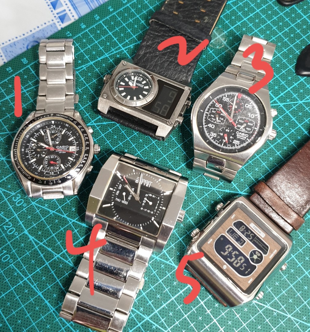 Casio, fossil, esprit and chevignon digital chronograph quartz retro ...