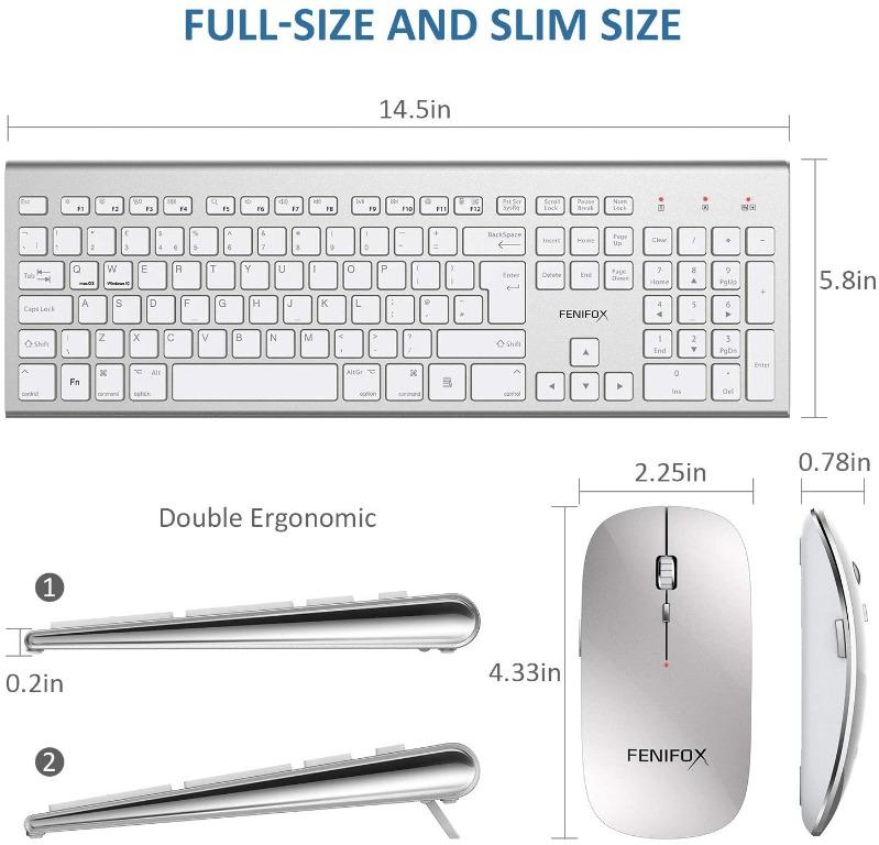 "FENIFOX Wireless Keyboard & Mouse Set, Dual System Switching Ergonomic ...