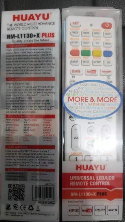 Huayu Universal Remote, TV & Home Appliances, TV & Entertainment, TV ...