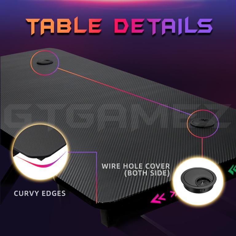 K Design RGB LED Lighting Gaming Table (120cm/140cm) - Self-assembly ...