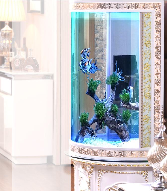 Semi-circular fish tank, aquarium, large living room, ecological, water ...