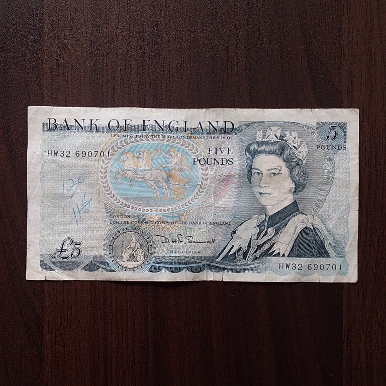 UK 5 Pounds (1980) banknote, Hobbies & Toys, Memorabilia & Collectibles ...