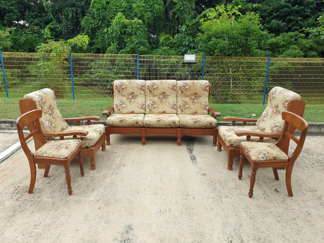 Vintage Pak Awang Wooden Sofa Set, Furniture & Home Living, Furniture ...