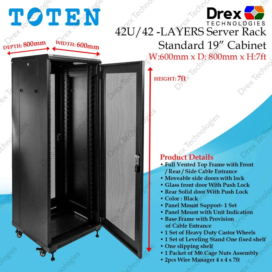 42U/42- LAYERS Server Rack Standard 19" Cabinet, Computers & Tech ...