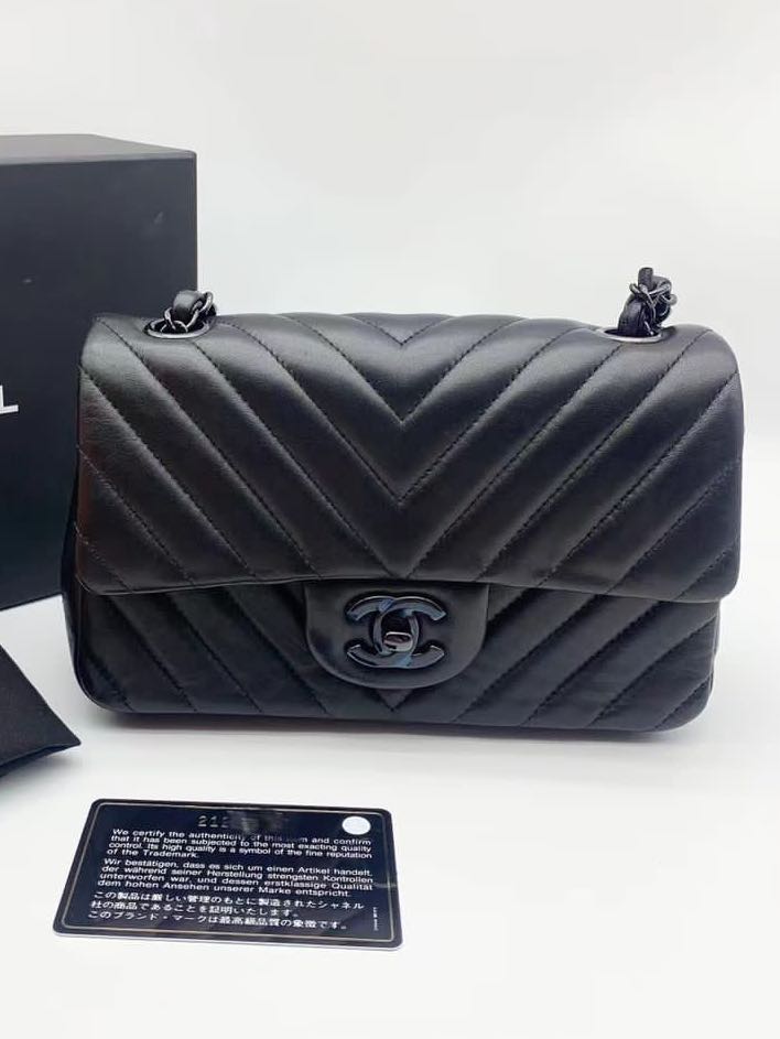 Chanel mini rectangular chevron so black, Luxury, Bags & Wallets on ...