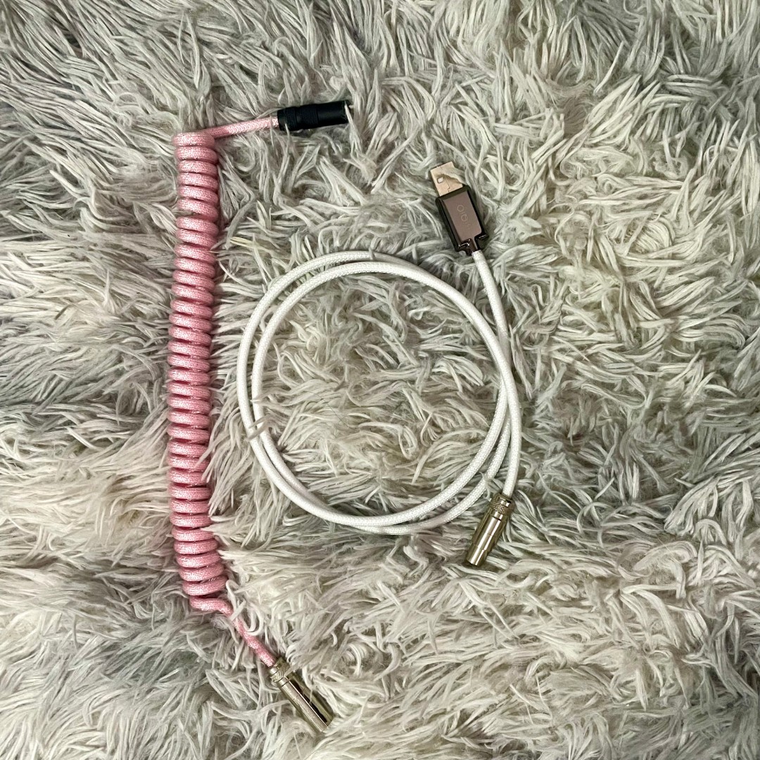 [Coiled Cable] Custom Coiled Pink Cable for Mechanical Keyboard ...