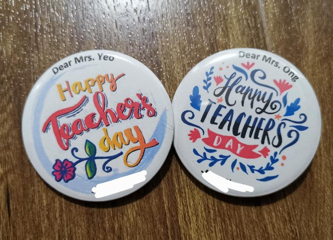 Custom Teacher's Day Badges 58mm, Hobbies & Toys, Stationery & Craft ...