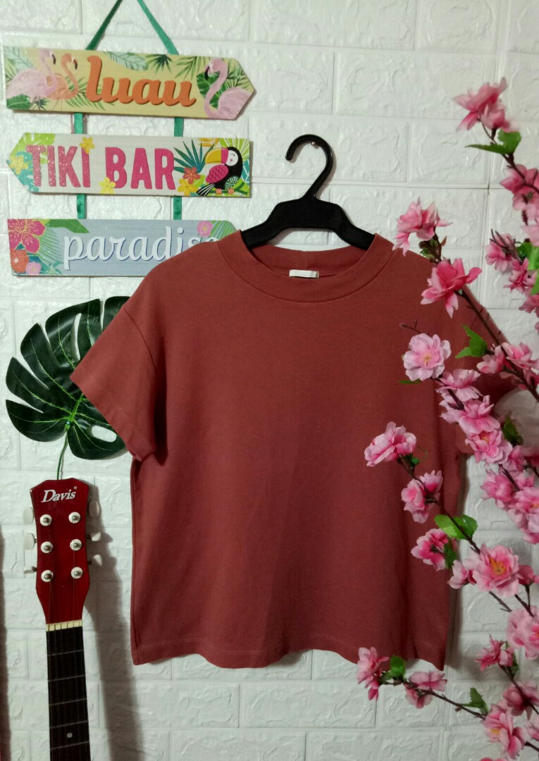 GU Rust High-neck Top, Women's Fashion, Tops, Blouses on Carousell