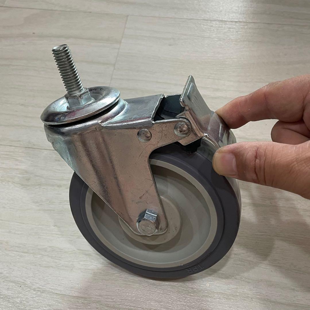 Metal castor with lock with 4” 5” TPR wheels for Commode wheelchair and ...