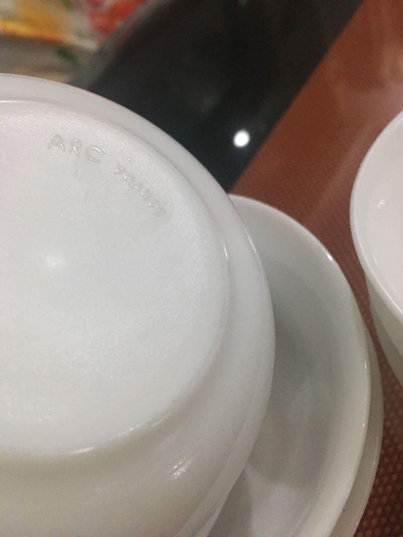 6 pcs. White ARC bowls Made in France, Furniture & Home Living ...