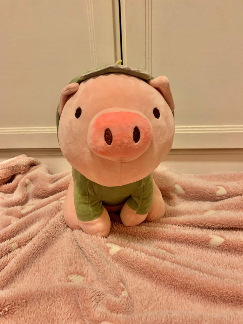 MINISO Dinosaur Hoodie Pig Stuff toy Plush Pig Dino Jacket, Hobbies ...