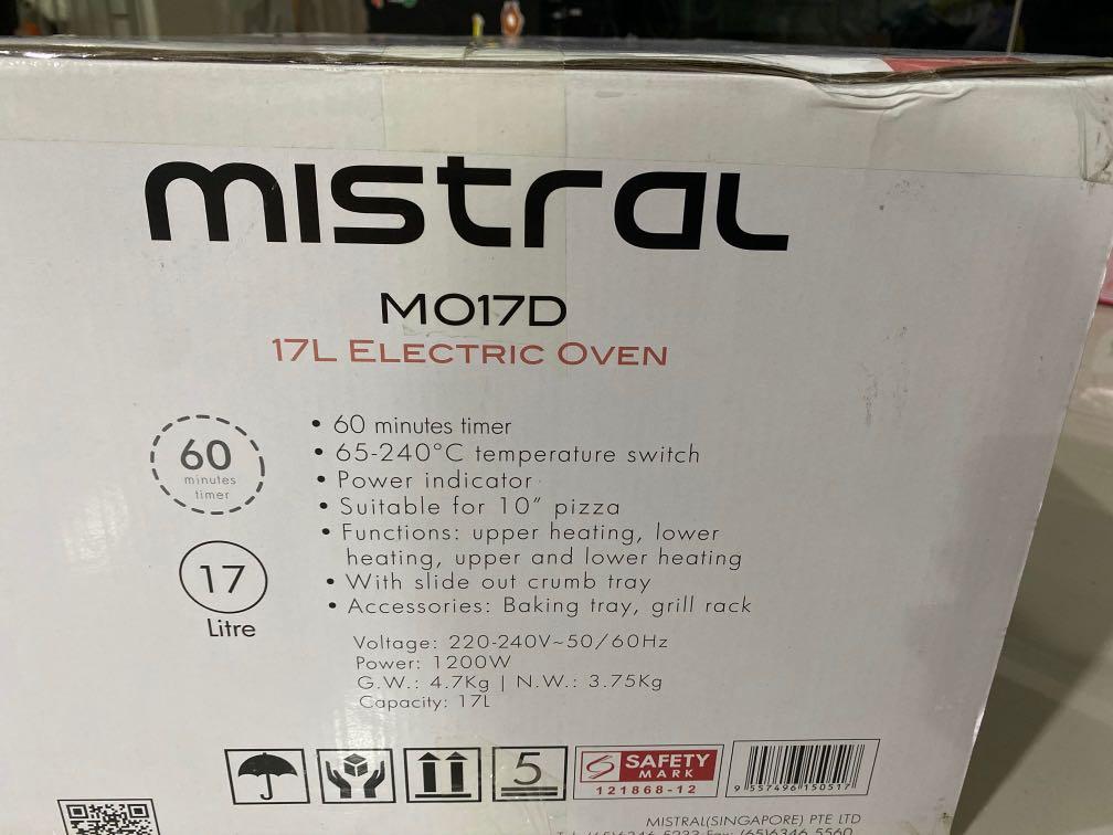 Mistral MO17D 17L Electric Oven, TV & Home Appliances, Kitchen ...