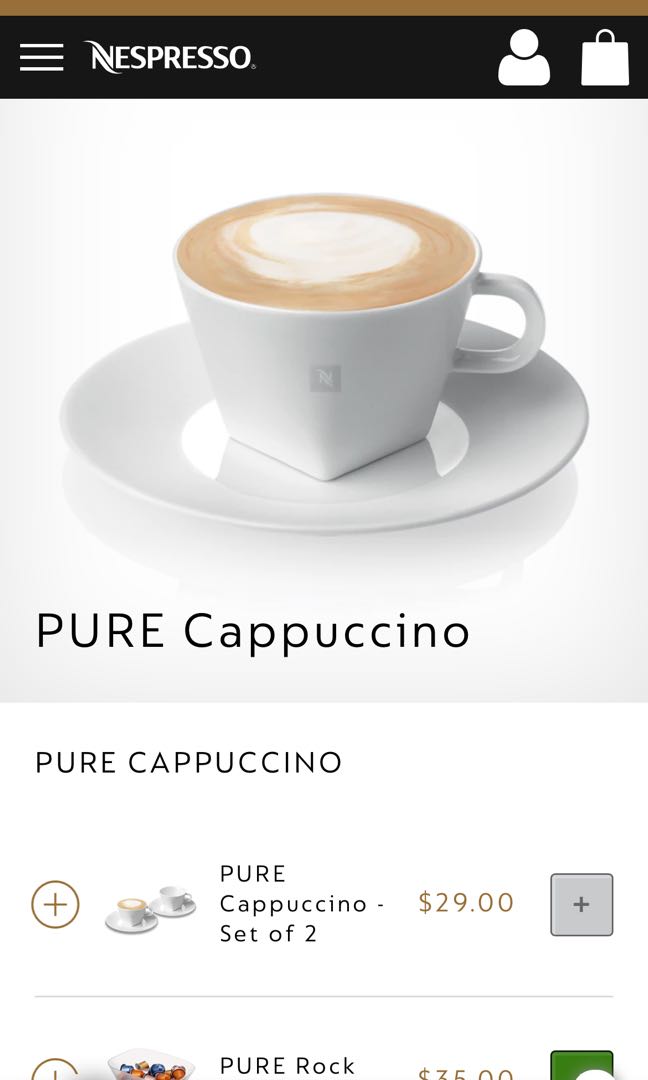 Nespresso Pure Collection ( 2 Pure Cappuccino Cups & 2 Saucers ...