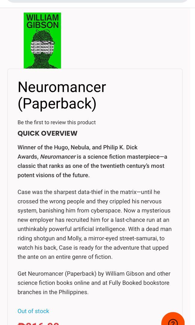 Neuromancer by William Gibson (MMP) (Sprawl trilogy), Hobbies & Toys ...