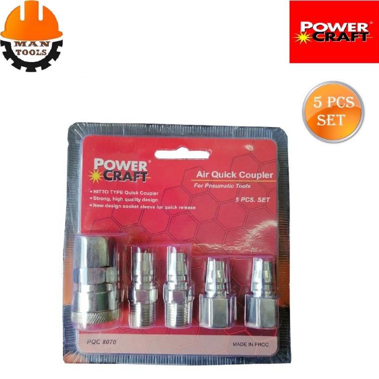 POWERCRAFT Air Quick Coupler for Pneumatic Tools 5pcs Set (PQC 8070 ...