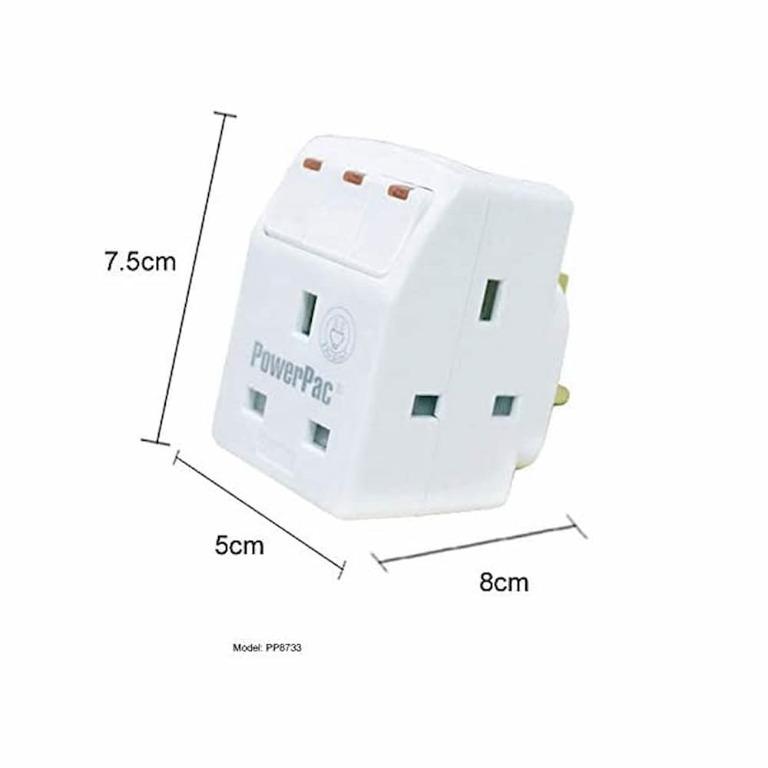 PowerPac 3 Way Adapter with Switch & 2 pin direct (PP8733), TV & Home ...