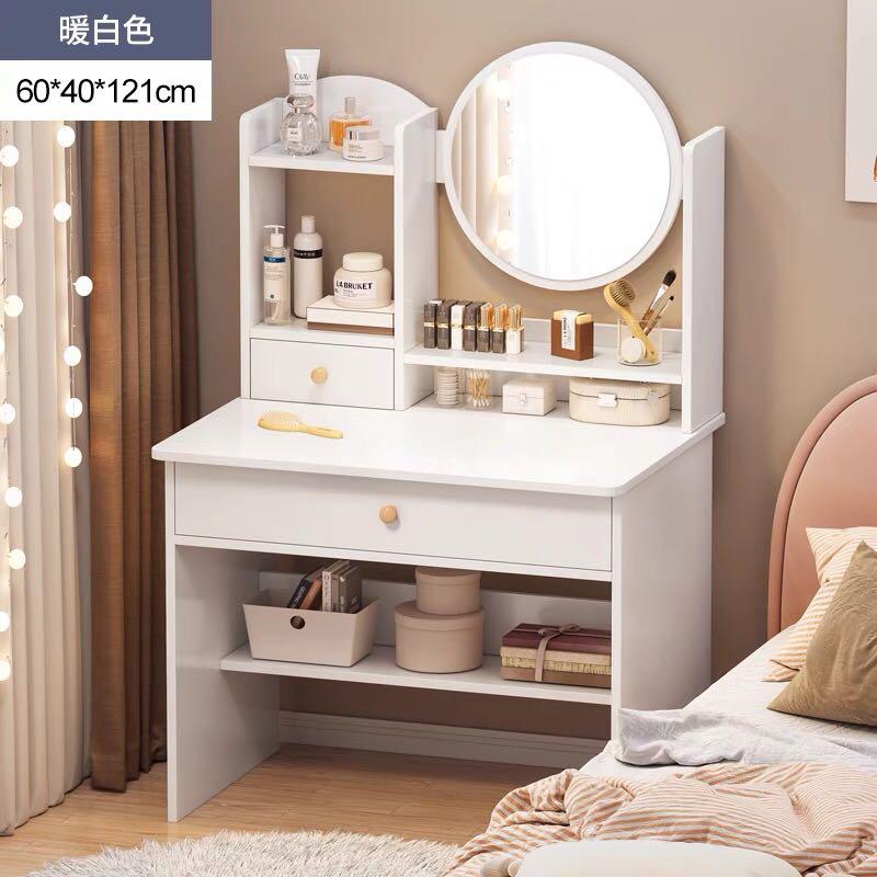[READY STOCK] 60cm Dressing Table with round mirror & drawer, Furniture ...