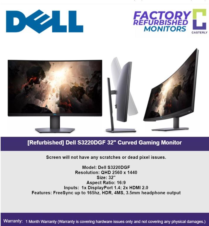 [Refurbished] Dell S3220DGF 32 Inch Curved Gaming Monitor / QHD / 165Hz ...