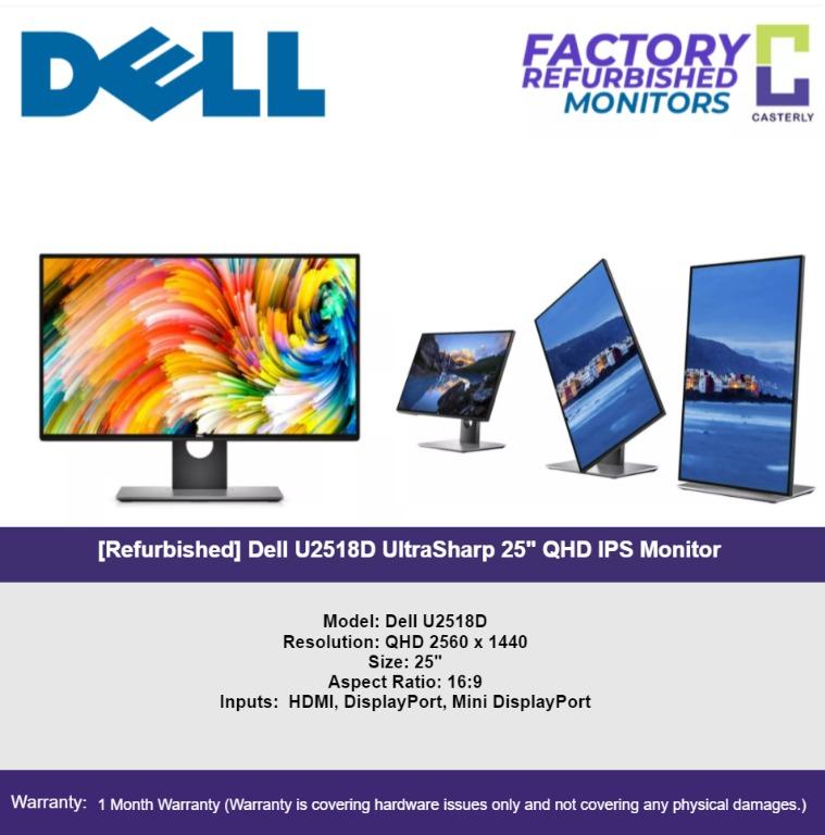 [Refurbished] Dell U2518D UltraSharp 25" QHD IPS Monitor, Computers ...