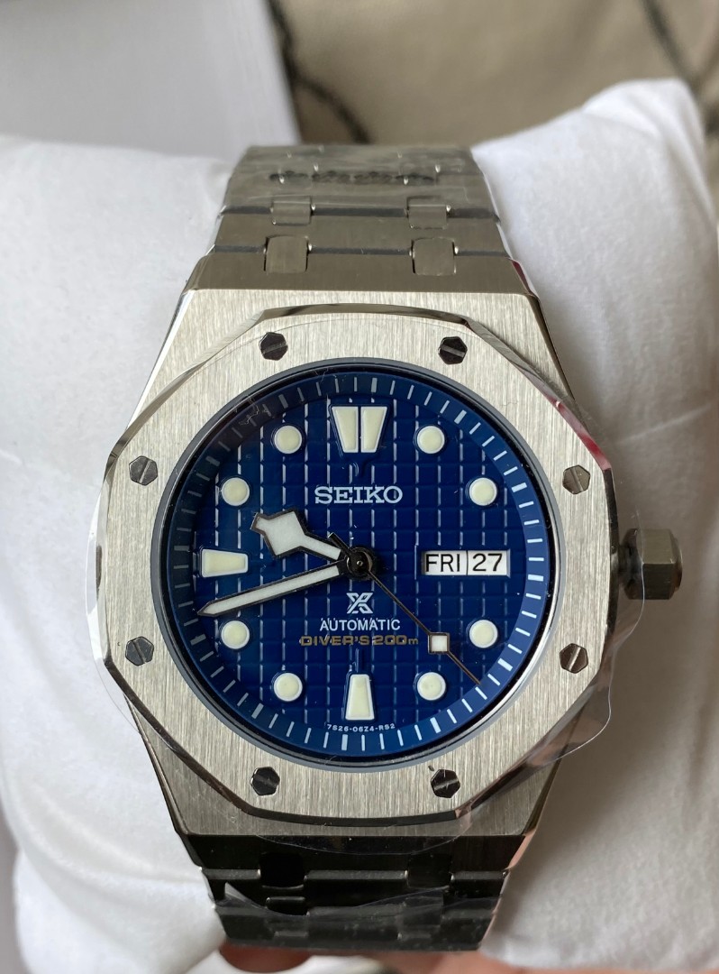 SEIKO OAK BLUE WAFFLE DIAL, Men's Fashion, Watches & Accessories ...