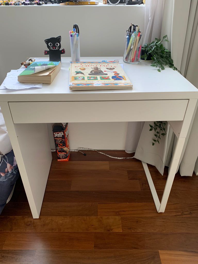 White minimalistic table (study/office table), Furniture & Home Living ...