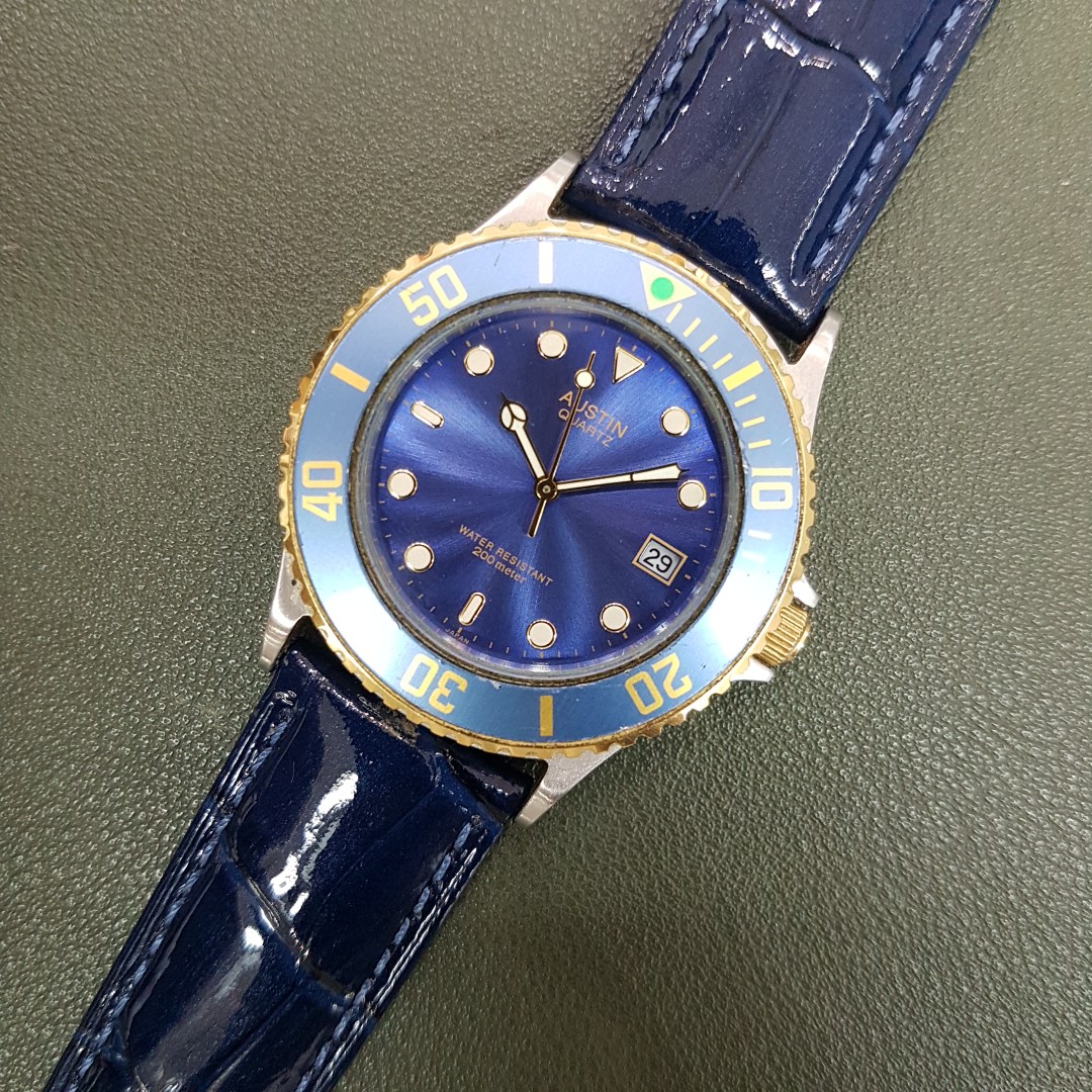 Austin Diver Blue Quartz Watch, Men's Fashion, Watches & Accessories ...