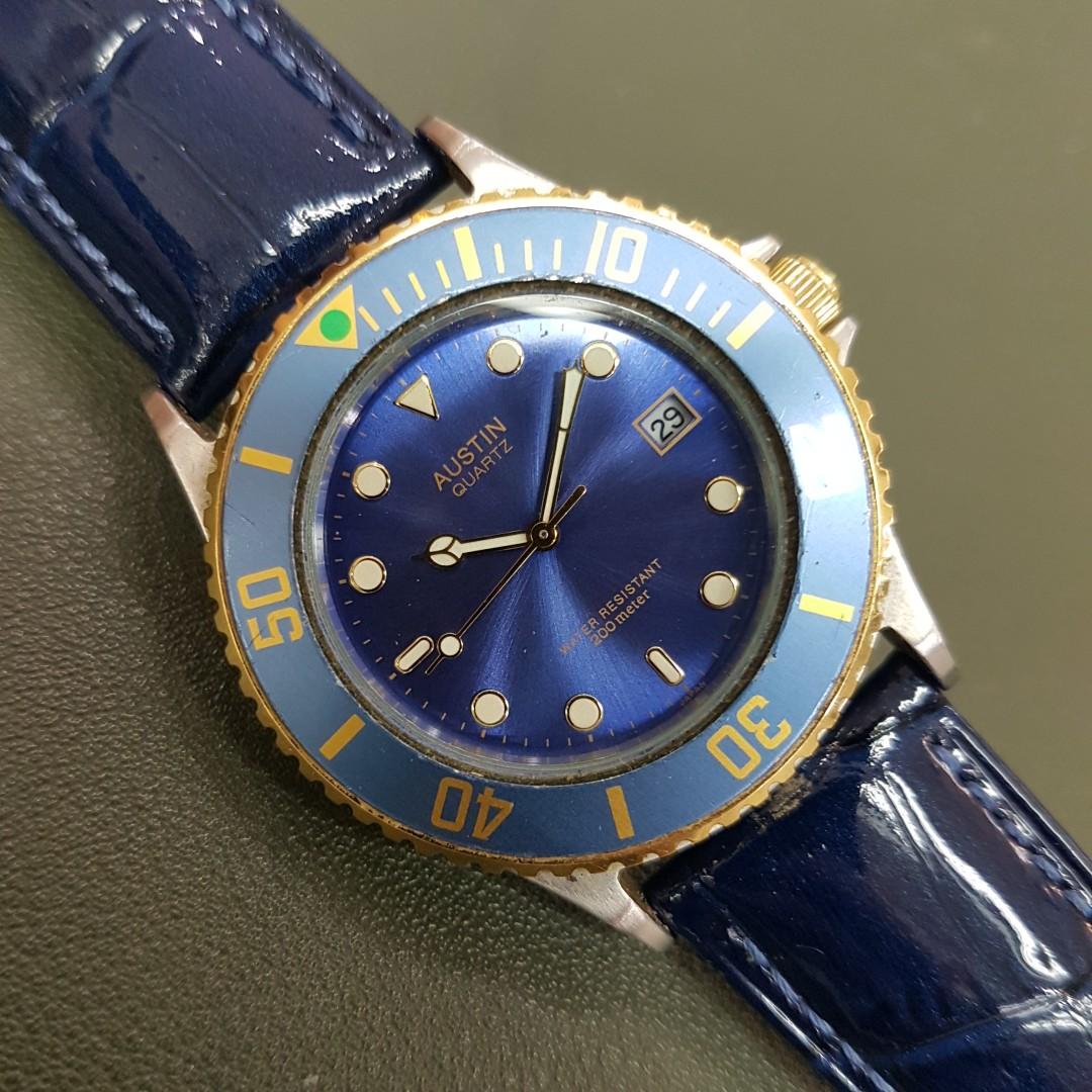 Austin Diver Blue Quartz Watch, Men's Fashion, Watches & Accessories ...