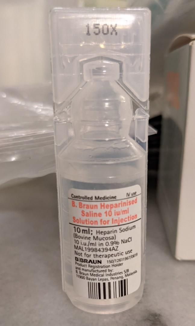 B. Braun Heparinised Saline 10 iu/ml, Health & Nutrition, Medical ...