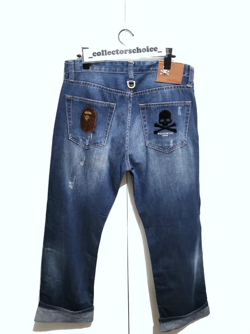 Bape x Mastermind Japan Denim Pants, Luxury, Apparel on Carousell