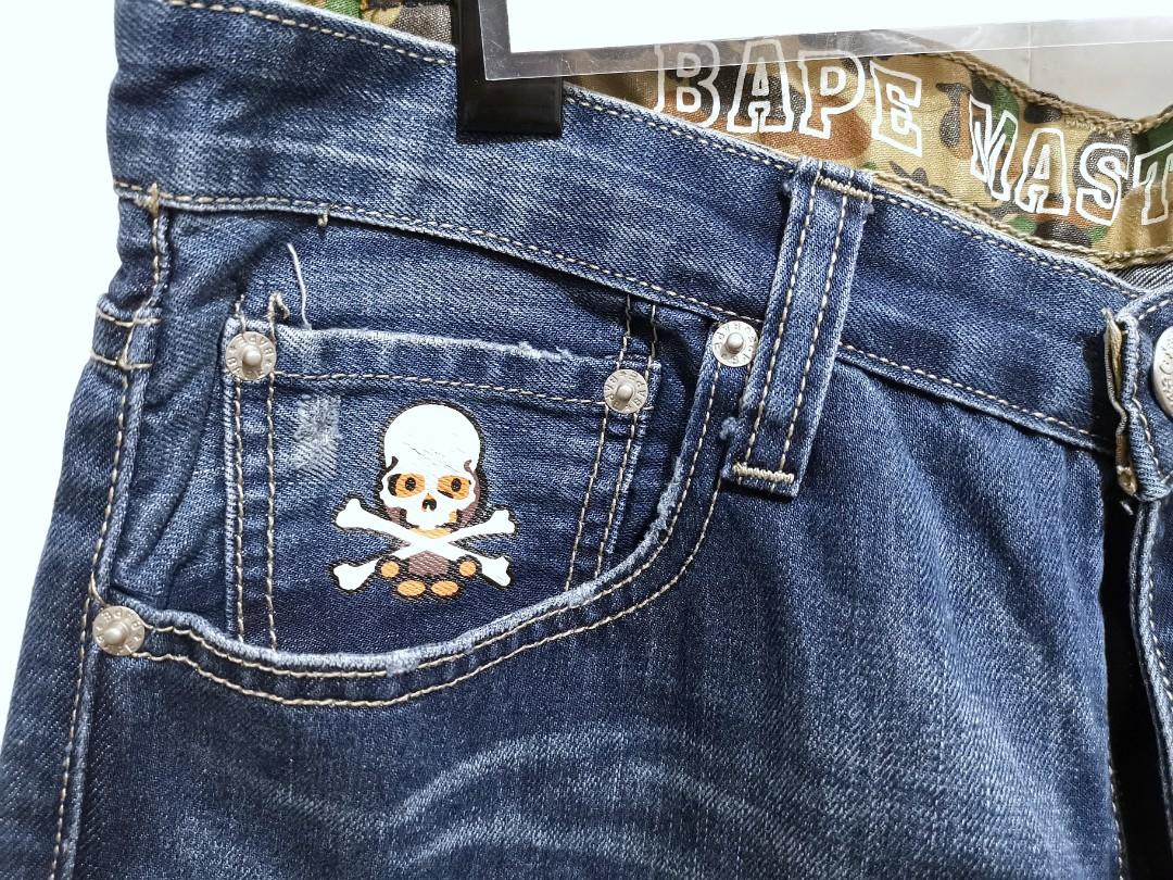 Bape x Mastermind Japan Denim Pants, Luxury, Apparel on Carousell