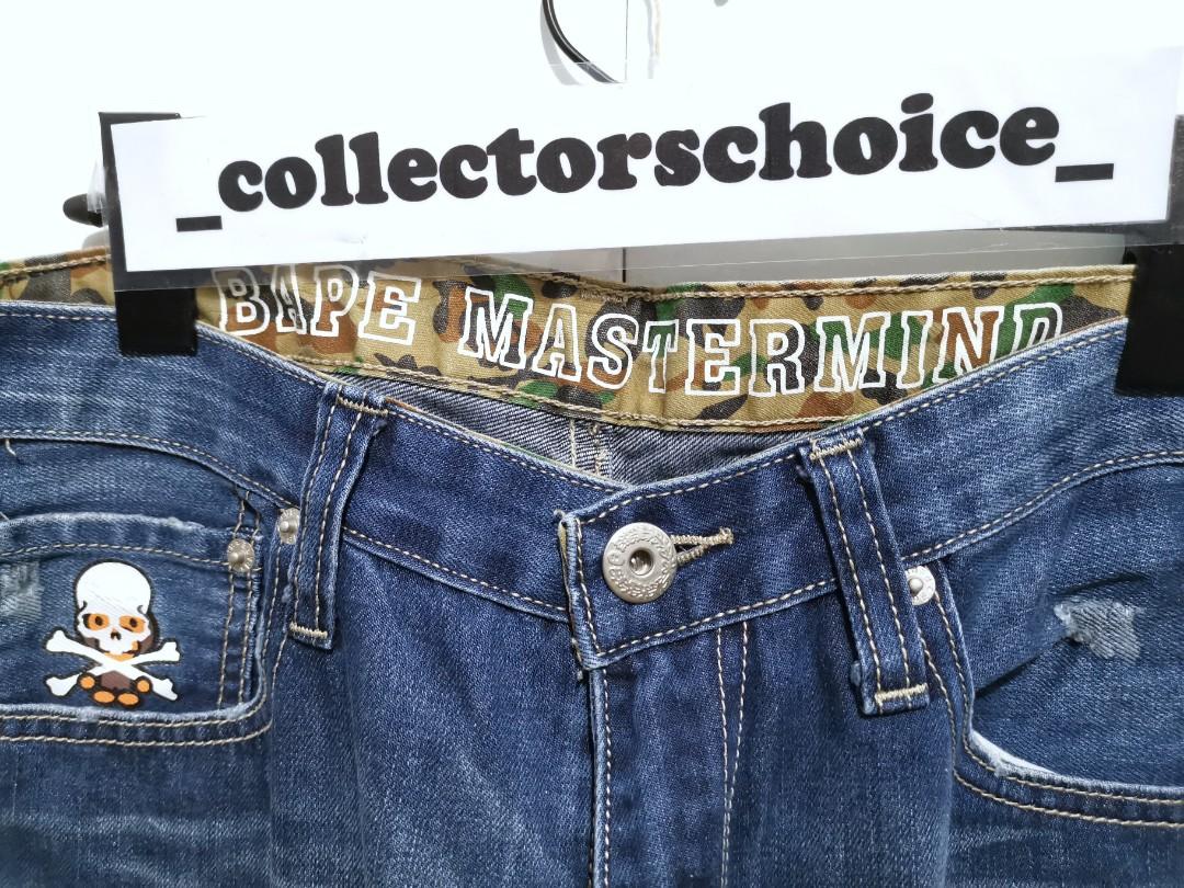 Bape x Mastermind Japan Denim Pants, Luxury, Apparel on Carousell