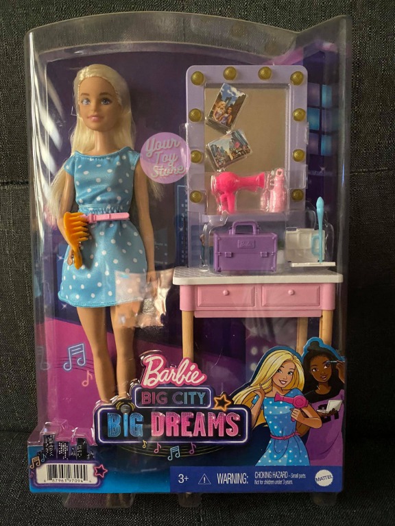 Barbie: Big City, Big Dreams “Malibu” Backstage Dressing Room Playset ...