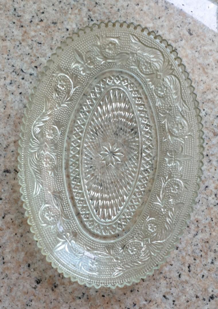 Vintage/Crystal glass oval plate, Furniture & Home Living, Kitchenware ...