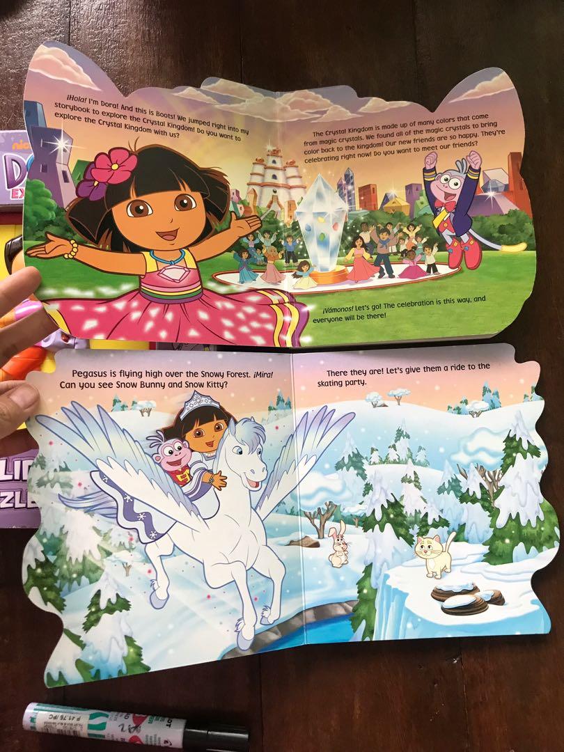 Dora sliding puzzle board books bundle, Hobbies & Toys, Books ...