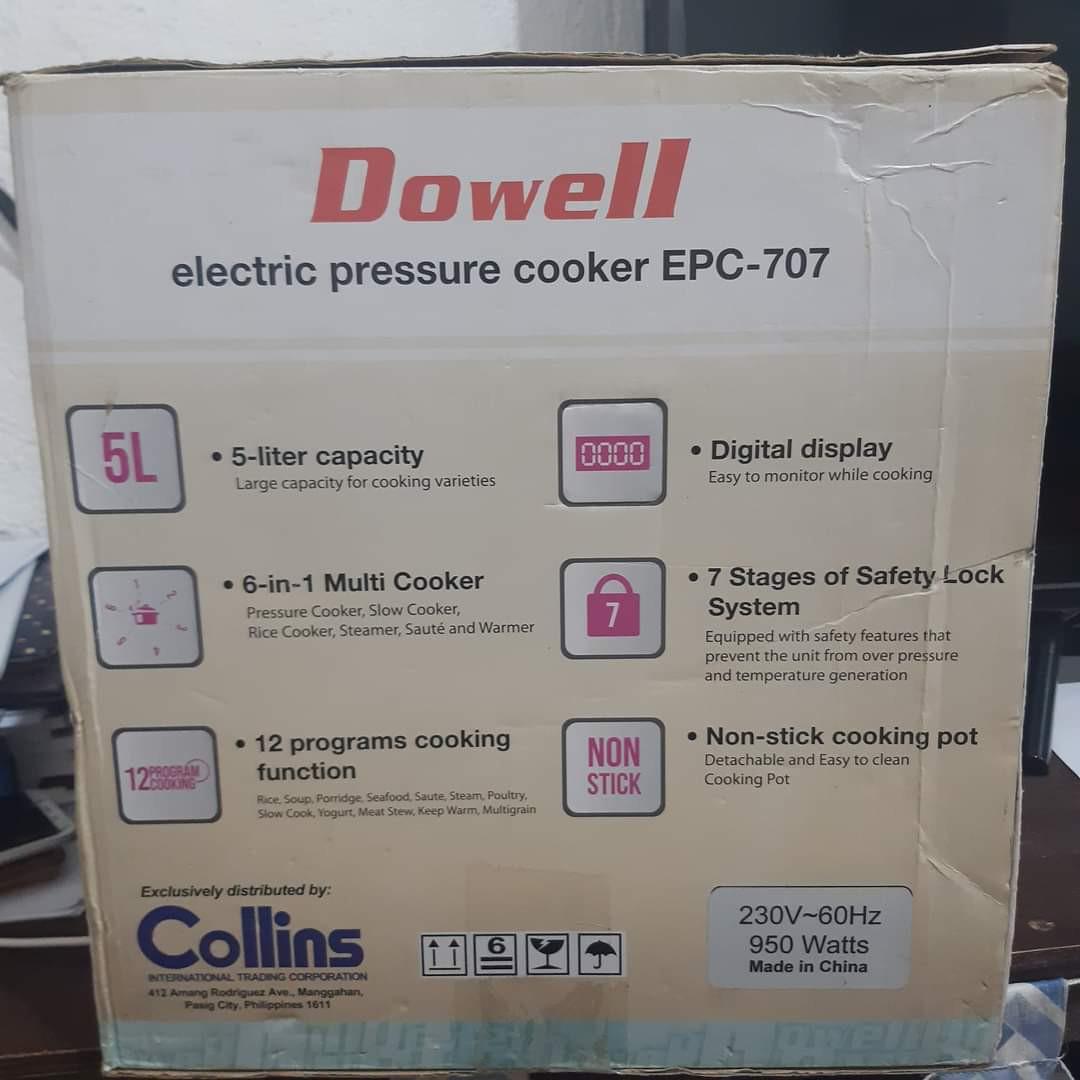 Dowell 6-in-1 Multi cooker with 12 Cooking Programs Electric Pressure ...