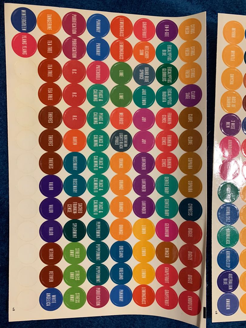 Oil Bottle Cap Labels Young Living Oil, Furniture & Home Living, Home ...