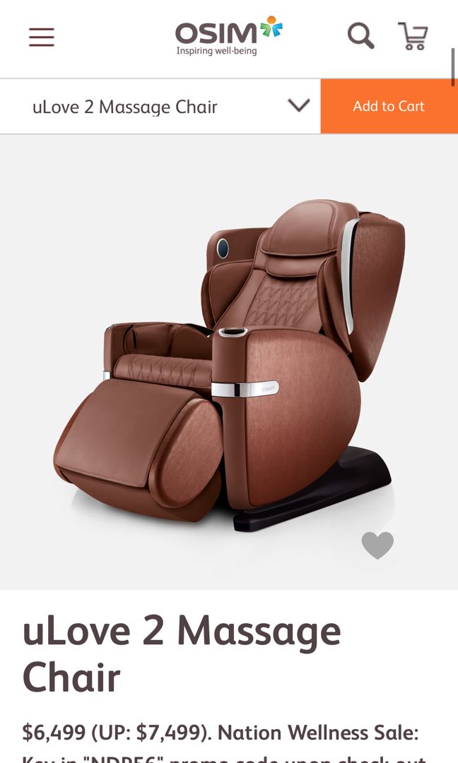 Osim Massage Chair ulove 2, Furniture & Home Living, Furniture, Chairs ...
