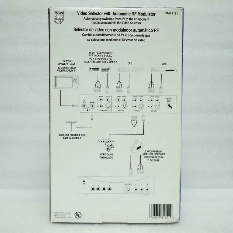 Philips Magnavox / TERK RF Modulator Audio/Video Selector, TV & Home ...
