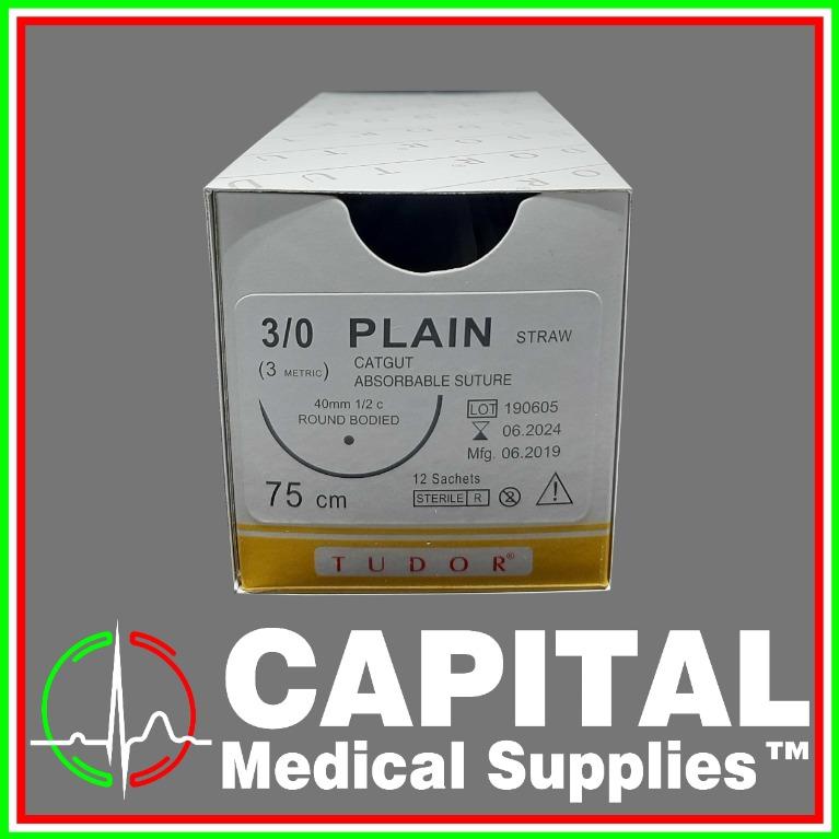 Tudor, Suture, Plain Yellow Catgut Absorbable, Round 3.0, Health ...