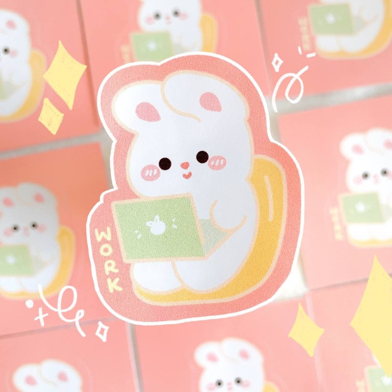 Work Bunny Vinyl Sticker, Hobbies & Toys, Stationery & Craft, Handmade ...