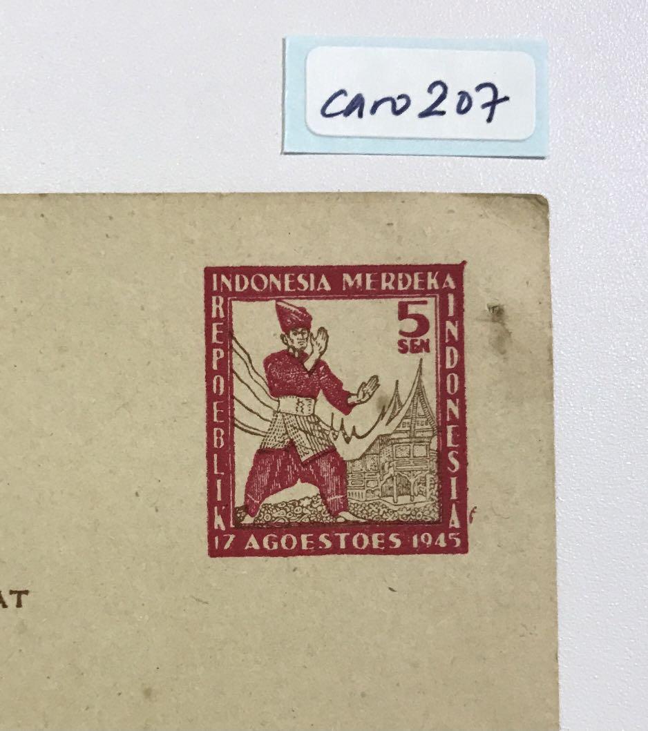Aug 1945 Indonesia old Merdeka postcard, to mark the proclamation of ...