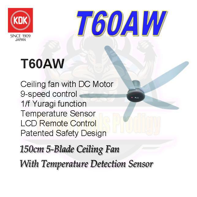 KDK T60AW CEILING FAN WITH REMOTE CONTROL AND TEMPERATURE SENSOR ...