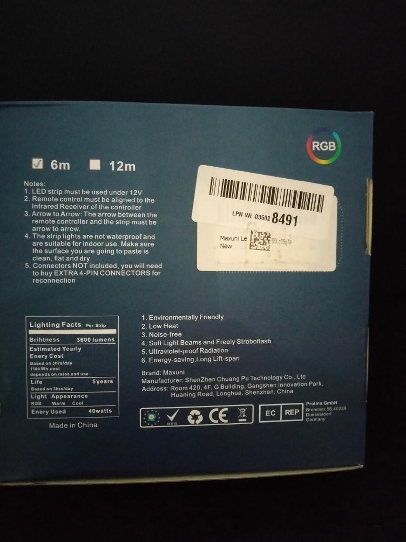 MAXUNI LED RGB STRIP LIGHT, Furniture & Home Living, Lighting & Fans ...