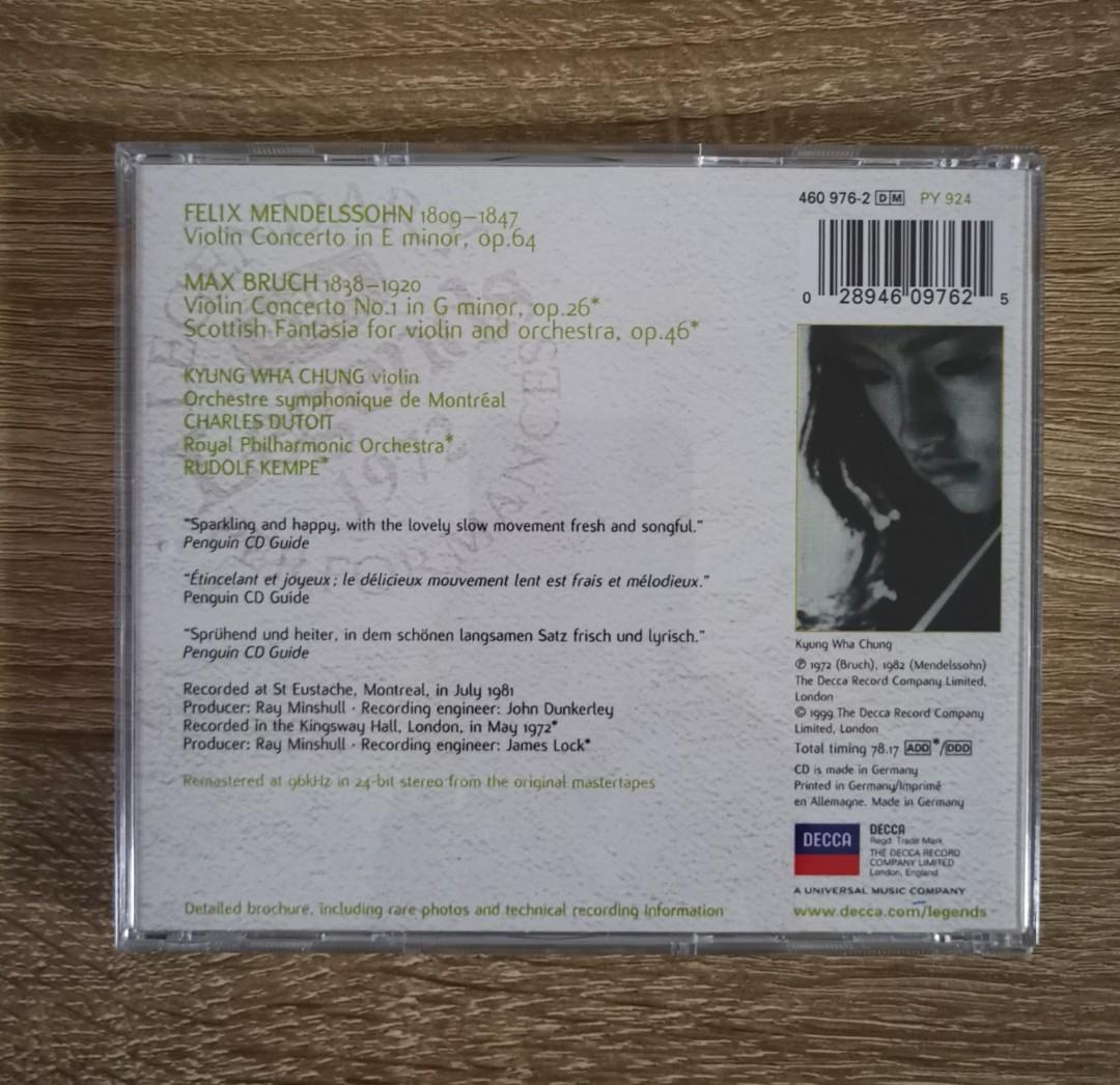 Mendelssohn. Bruch violin concertos Kyung wha chung, Hobbies & Toys, Music & Media, CDs & DVDs ...