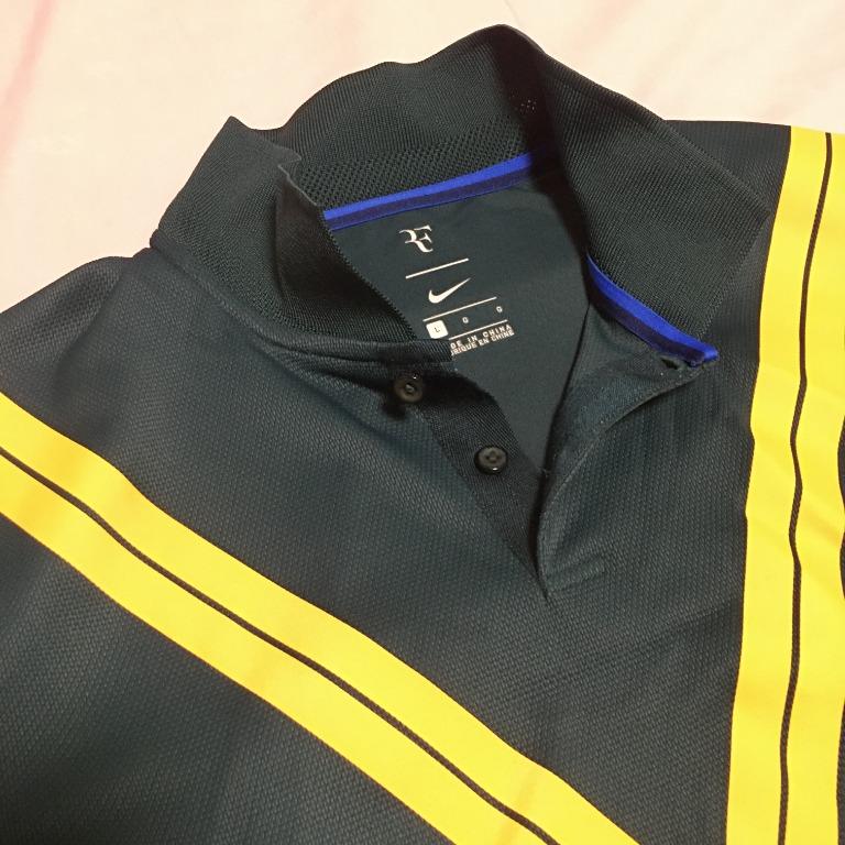 Nike Roger Federer Green Tennis Polo Shirt, 男裝, 上身及套裝, T-shirt、恤衫、有領衫 ...