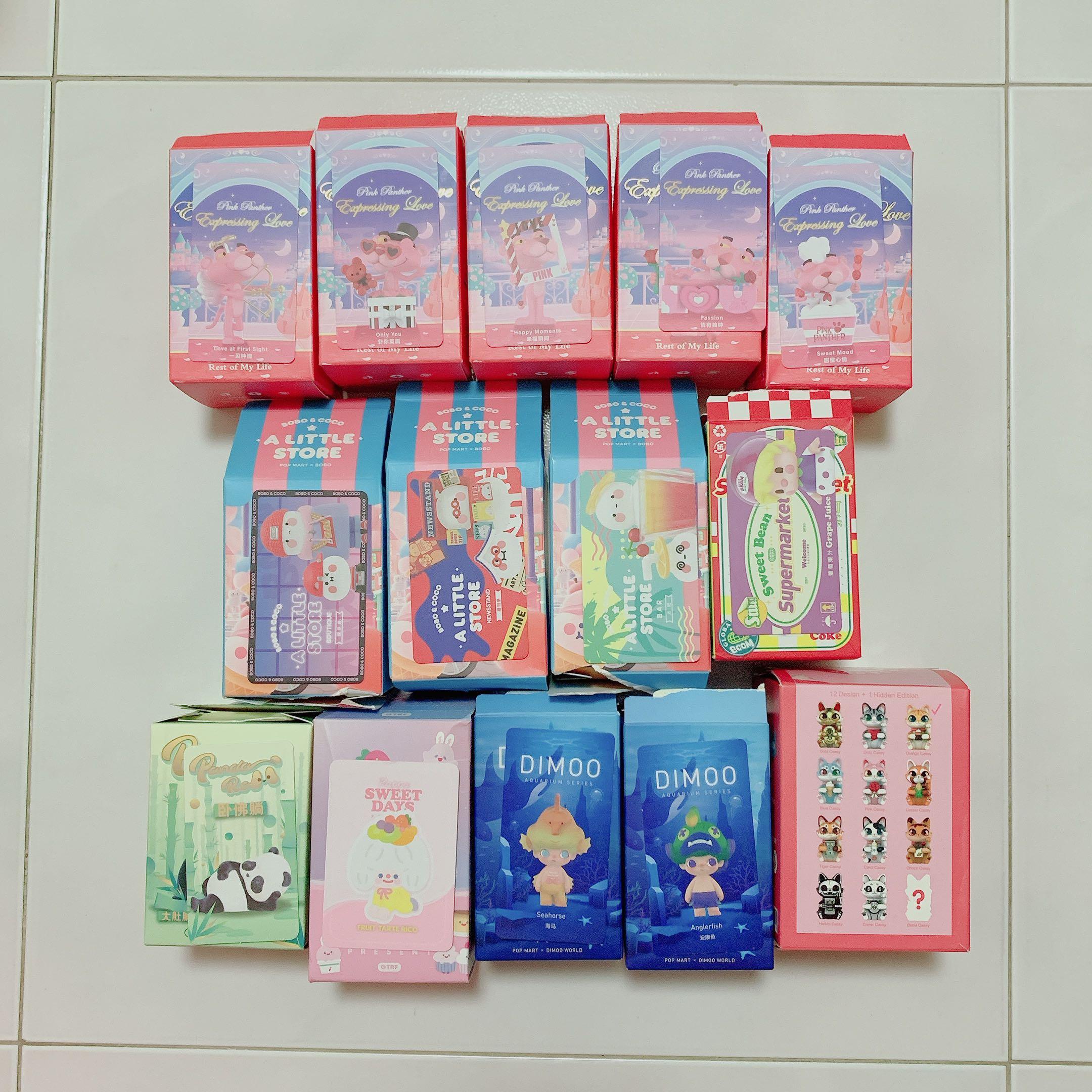 Popmart Pink Panther, Bobo Coco, Sweet Bean, Rico, Dimoo, Hobbies ...