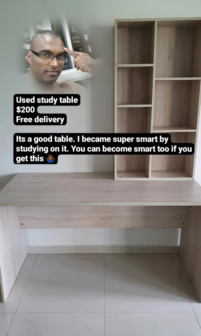 Study Table w Detachable Book Shelf (Free delivery), Furniture & Home ...