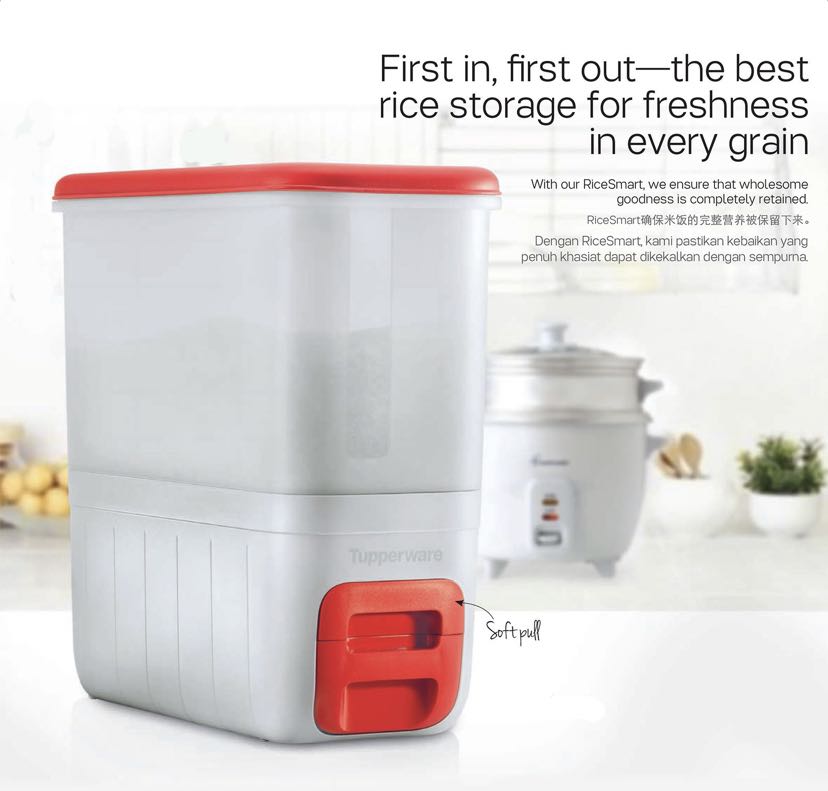 Tupperware Rice Dispenser 10kg Capacity, Furniture & Home Living ...